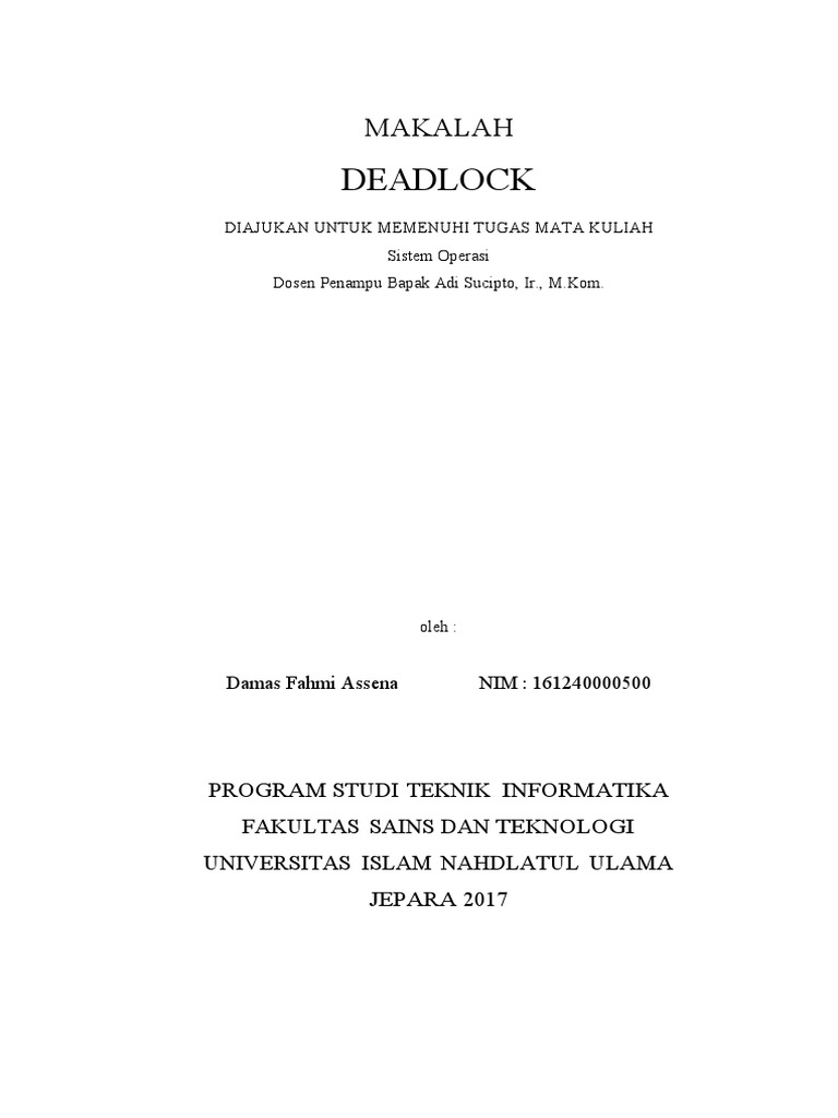 Makalah Deadlock. | PDF