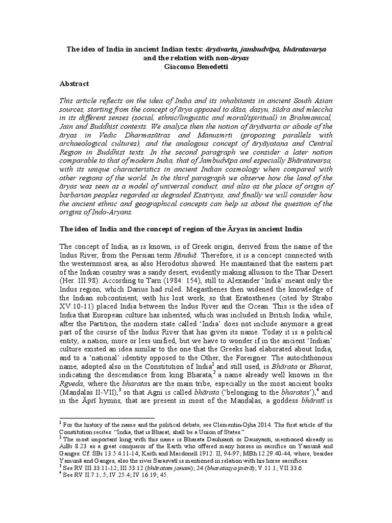 The Idea of India in Ancient Indian Text | Download Free PDF | Religion ...