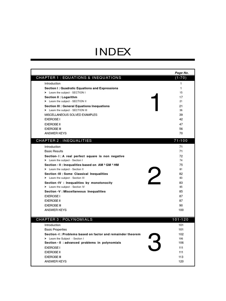 Index: Chapter 1: Equations & Inequations (1-70) | PDF | Sequence ...