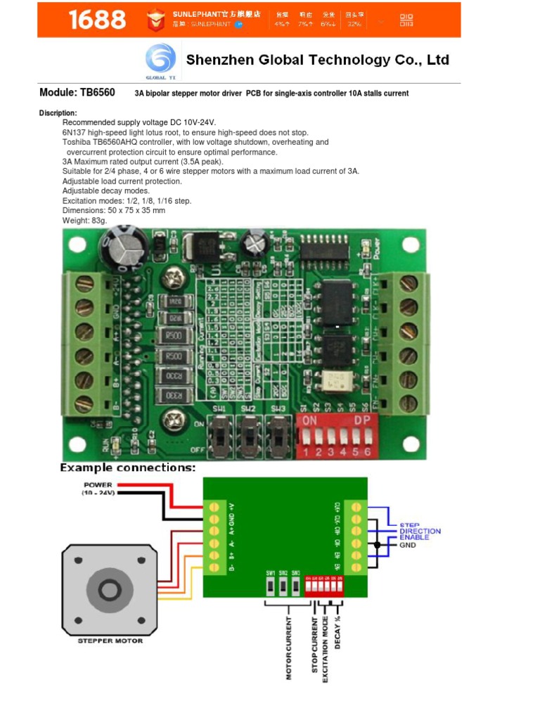 TB6560 Manual | PDF | Electric Motor | Electric Power
