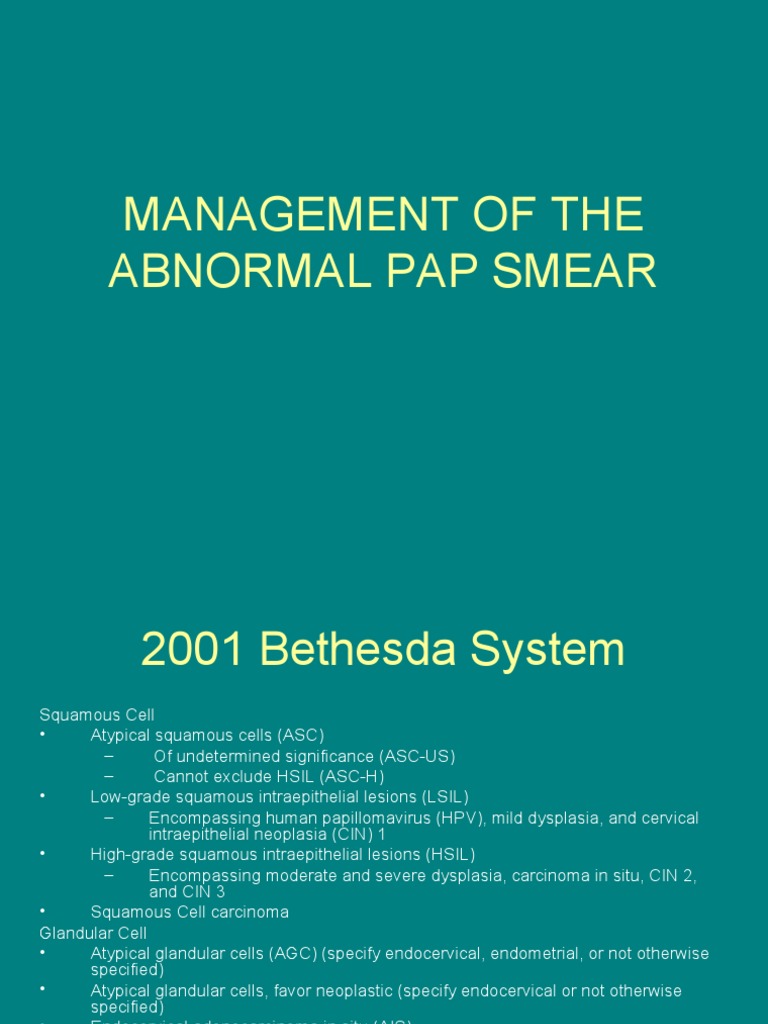 Management of The Abnormal Pap Smear | PDF | Cervical Cancer | Epidemiology