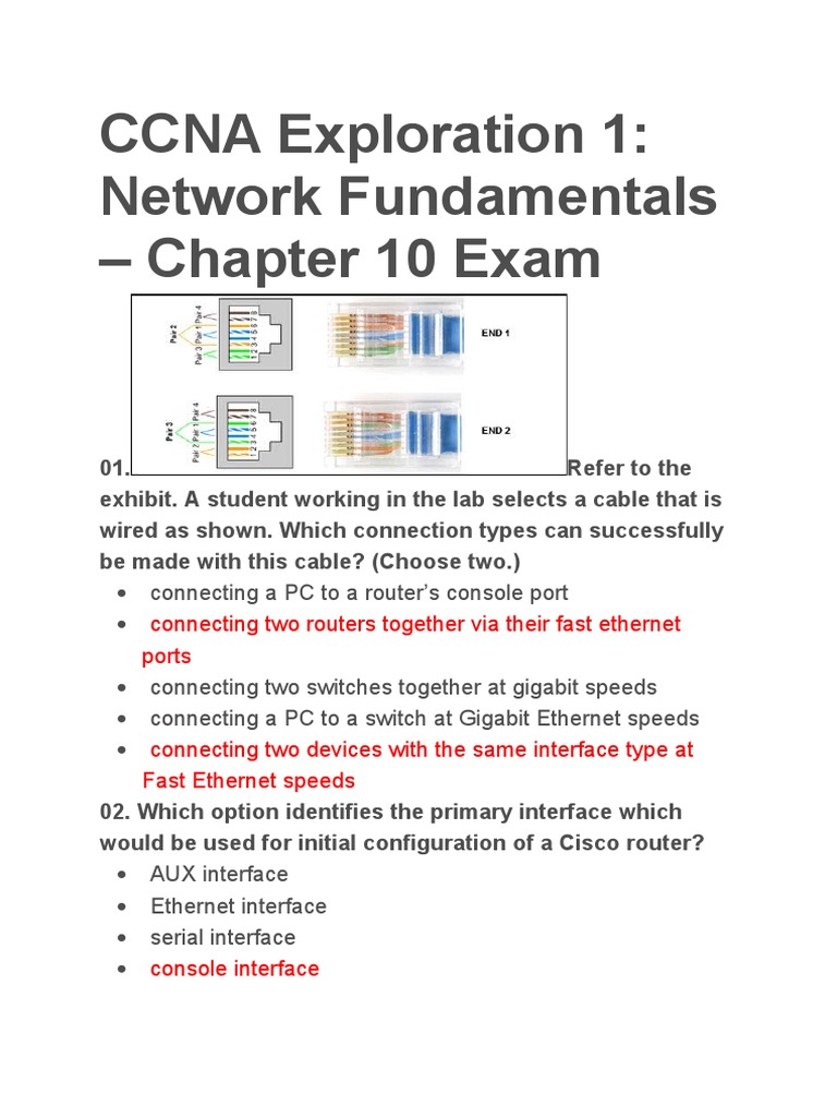 CCNA Exploration 1: Network Fundamentals - Chapter 10 Exam | PDF ... CCNA Exploration 1: Network Fundamentals - Chapter 10 Exam | PDF ...