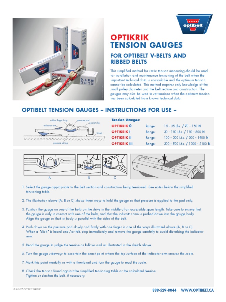 Tension Gauges: Optikrik | PDF | Belt (Mechanical) | Mechanical Engineering