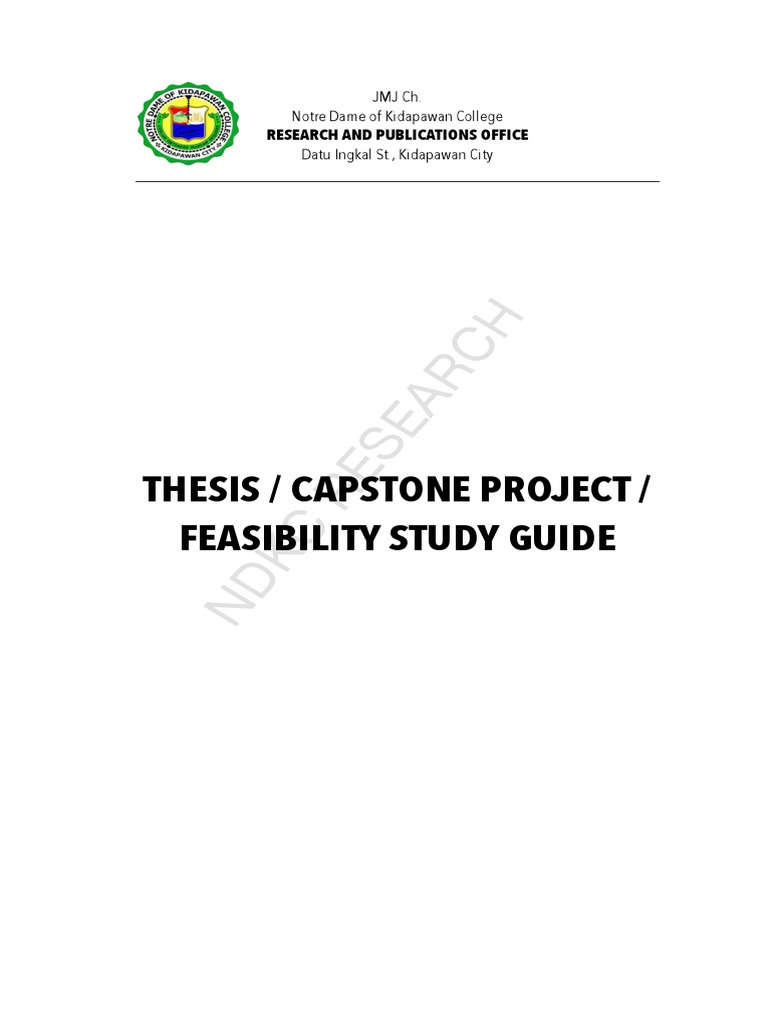 Thesis / Capstone Project / Feasibility Study Guide: NDKC Research ...