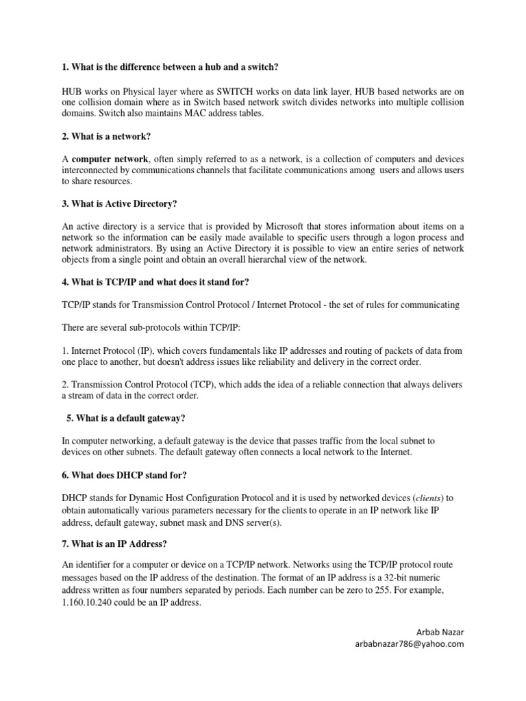 Top 77 Interview Questions For IT Professionals | PDF | Internet ...