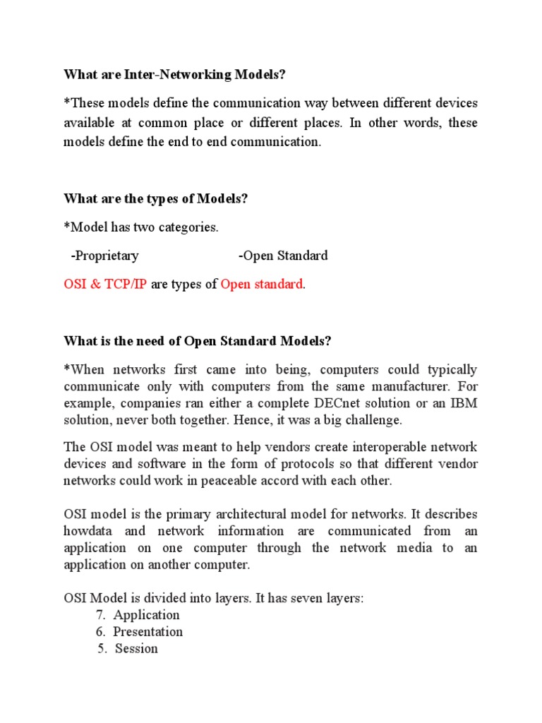 Osi Model Notes | PDF | Transmission Control Protocol | Osi Model