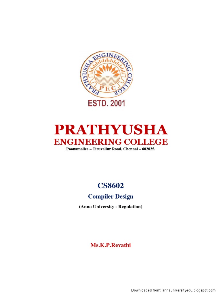 CS8602 Compiler Design Notes | PDF | Scope (Computer Science) | Compiler