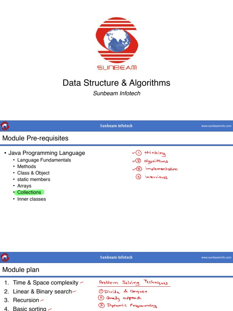 Data Structure & Algorithms: Sunbeam Infotech | PDF | Data Structure | Time Complexity
