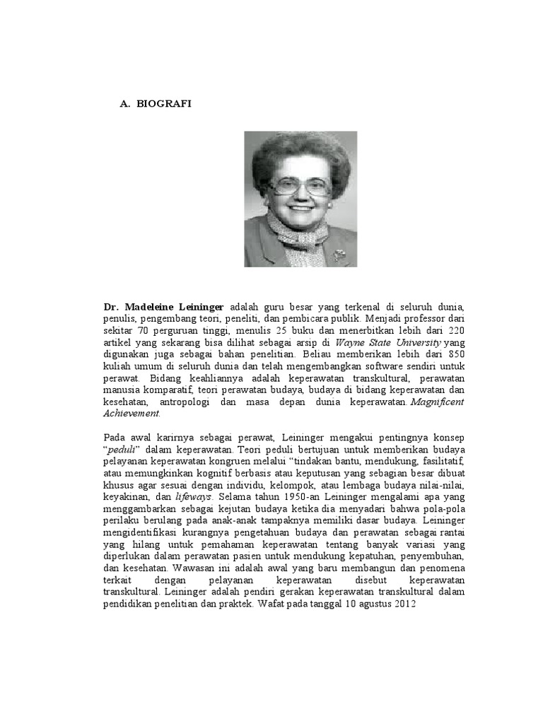 Biografi Dr. Madeleine Leininger | PDF