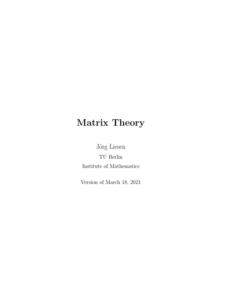 Matrix Theory Script | Download Free PDF | Matrix (Mathematics ...
