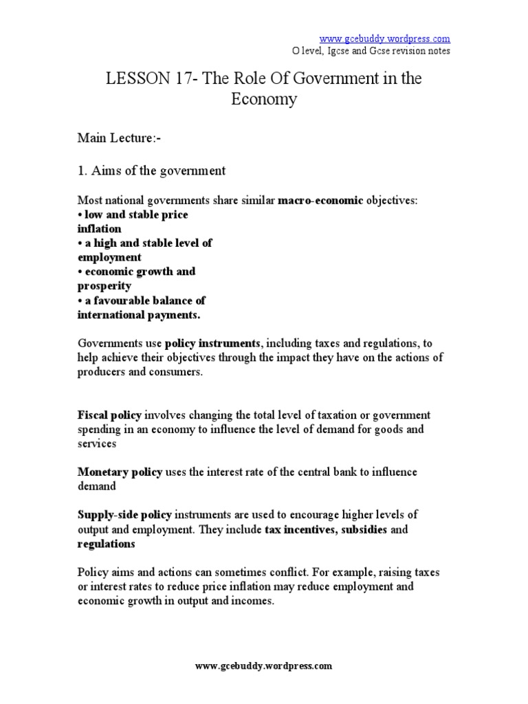 Government's Role in Economic Policy | PDF | Interest Rates | Interest