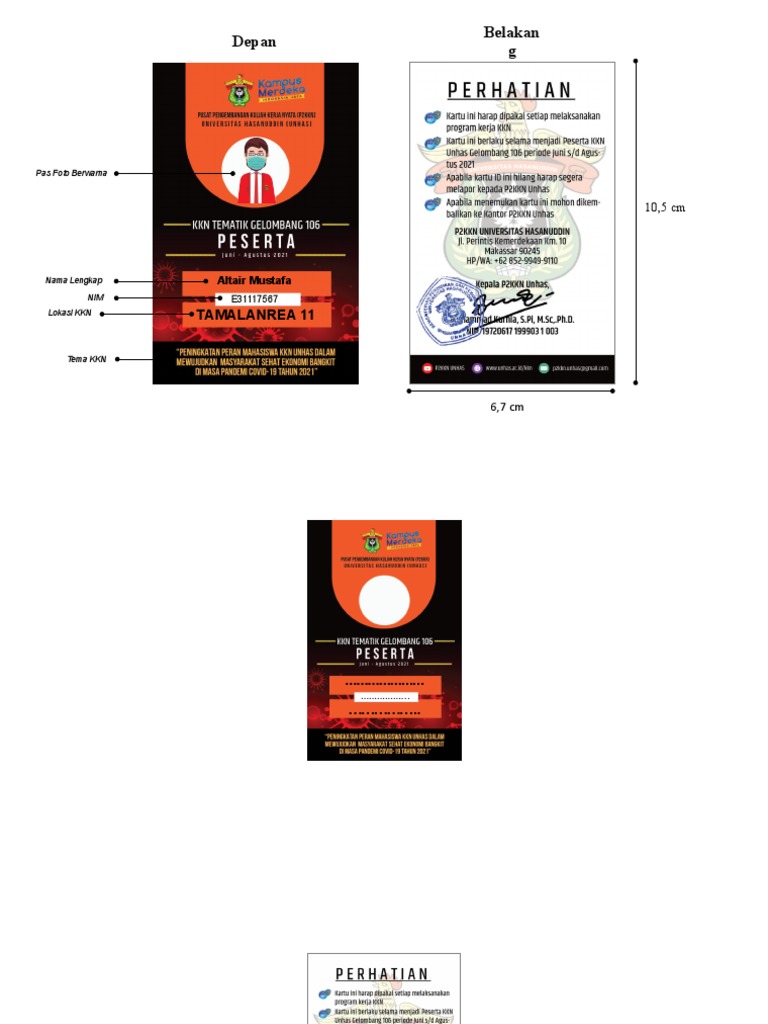 Template Id Card PESERTA G106 | PDF