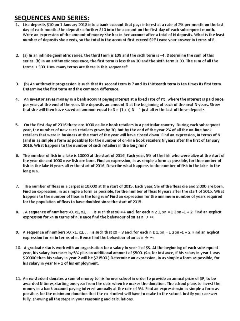 Sequences and Series | PDF | Interest | Interest Rates