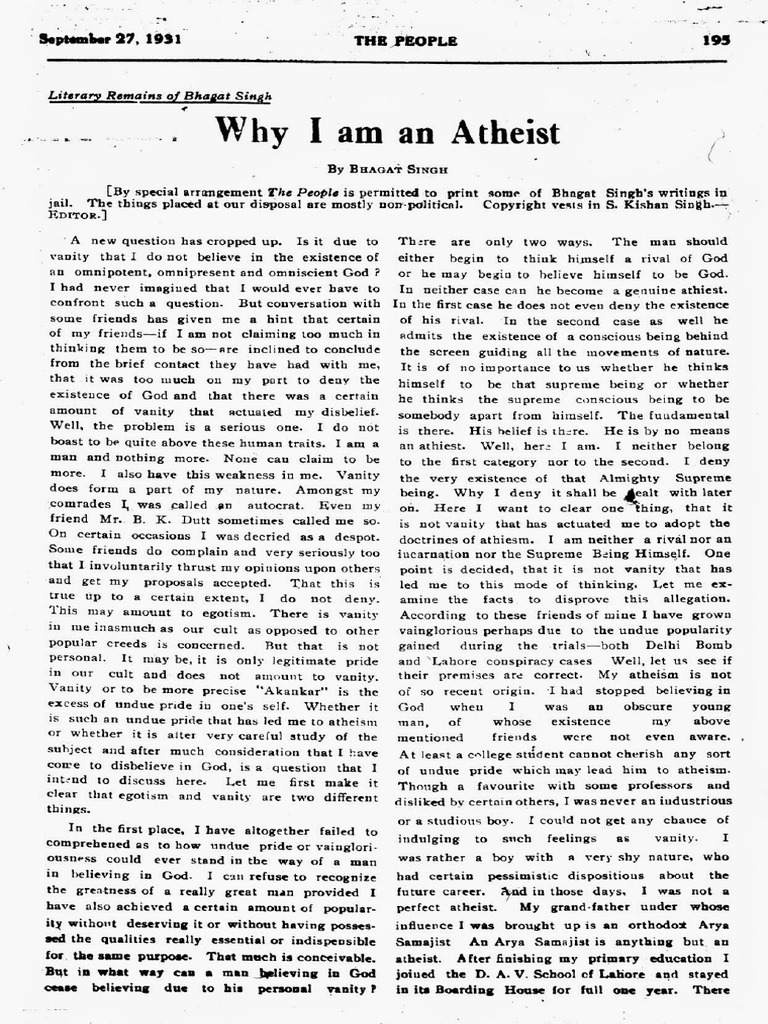 Why I Am An Atheist | PDF