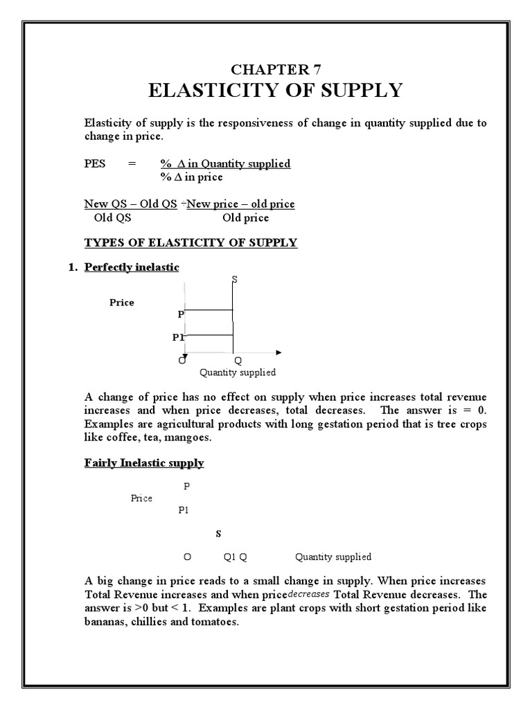 Chapter 7 Elasticity of Supply | PDF | Price Elasticity Of Demand ...