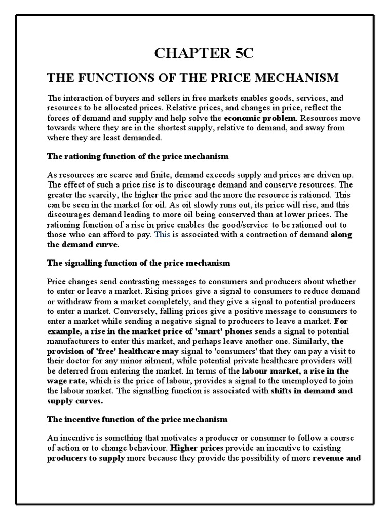 Chapter 5C: The Functions of The Price Mechanism | PDF | Economic ...