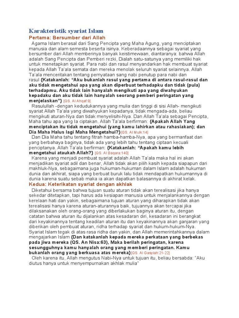 Karakteristik Syariat Islam yang Utama | PDF | Politik | Filsafat