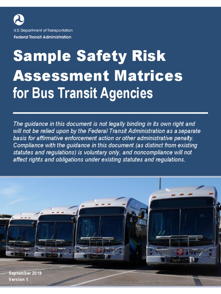 Sample Safety Risk Assessment Matrices Bus Transit Agencies | Download ...