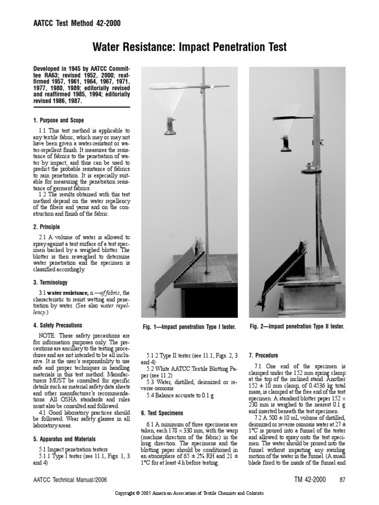 Water Resistance: Impact Penetration Test | PDF | Variance | Accuracy ...