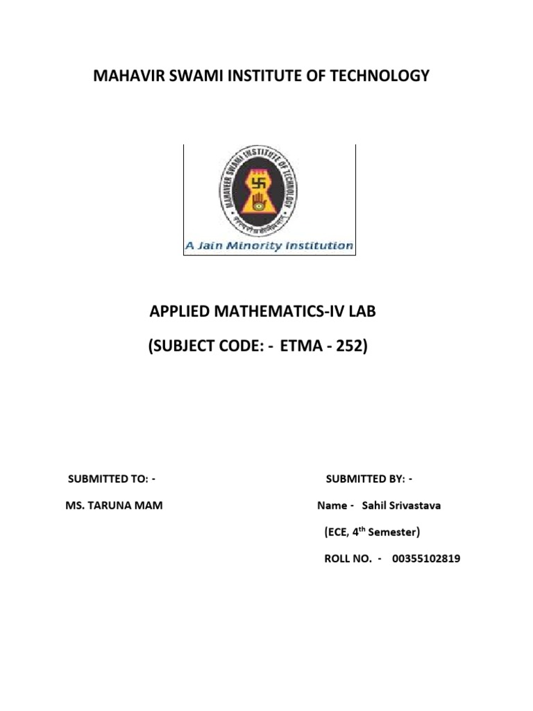 Sahil Srivastava Maths Practical File | PDF | Matrix (Mathematics ...