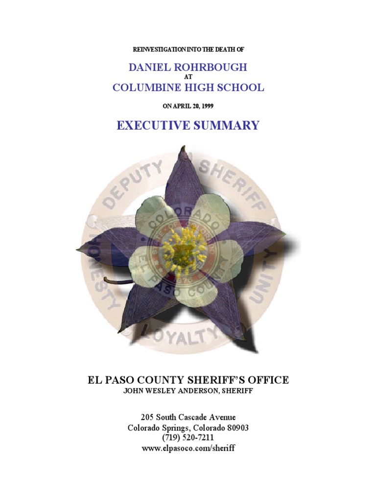 Executive Summary: Daniel Rohrbough Columbine High School | PDF ...