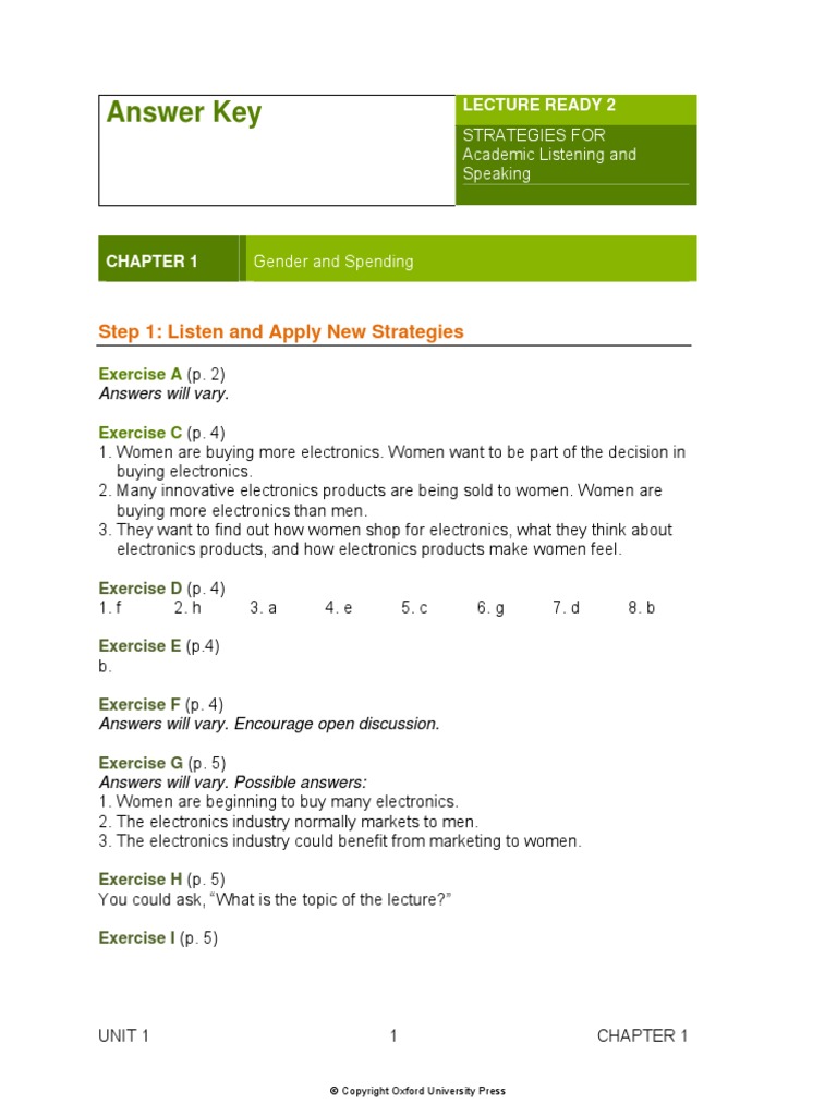 Answer Key: Step 1: Listen and Apply New Strategies | PDF | News ...