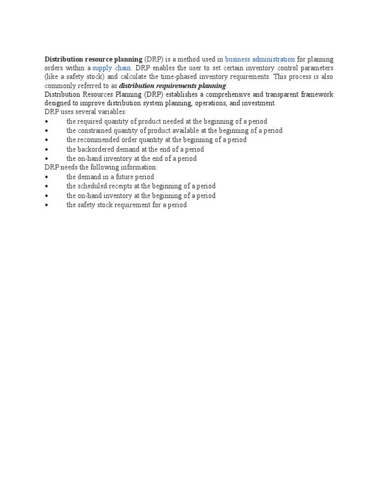 Understanding Distribution Resource Planning | PDF | Inventory | Supply ...