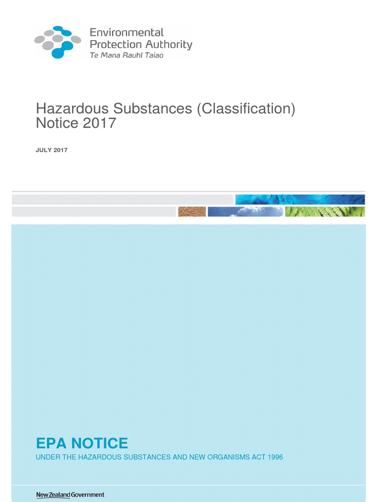 Hazardous Substances (Classification) Notice 2017 | PDF | Dangerous ...