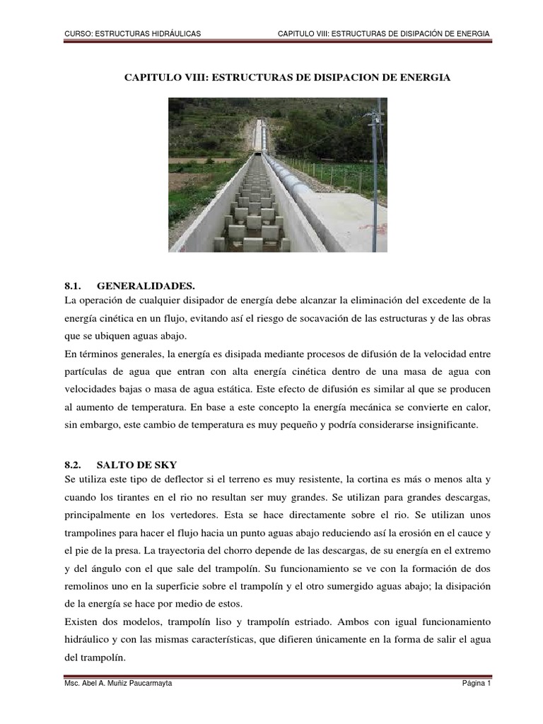 Estructuras de Disipacion de Energia | PDF | Hidráulica | Agua