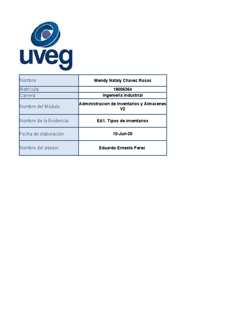 Chavez - Wendy - Tipos - EA1 | PDF | Inventario | Empresas