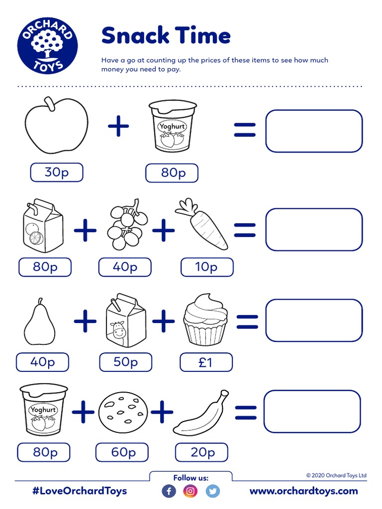 Snack Time Activity Sheet | PDF