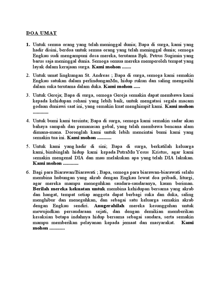 Doa Umat | PDF | Agama & Spiritualitas