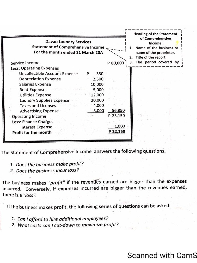 Statement of Comprehensive Income Example | PDF