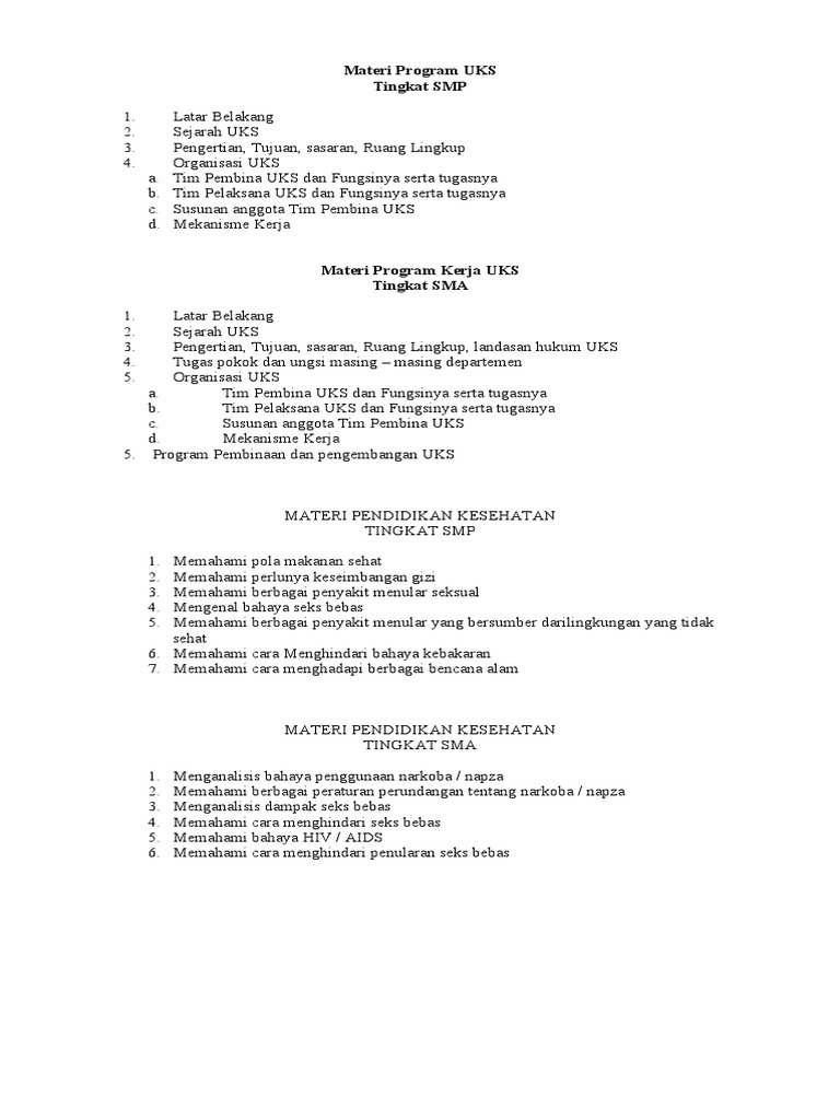 Materi Program UKS | PDF | Kesehatan Holistik