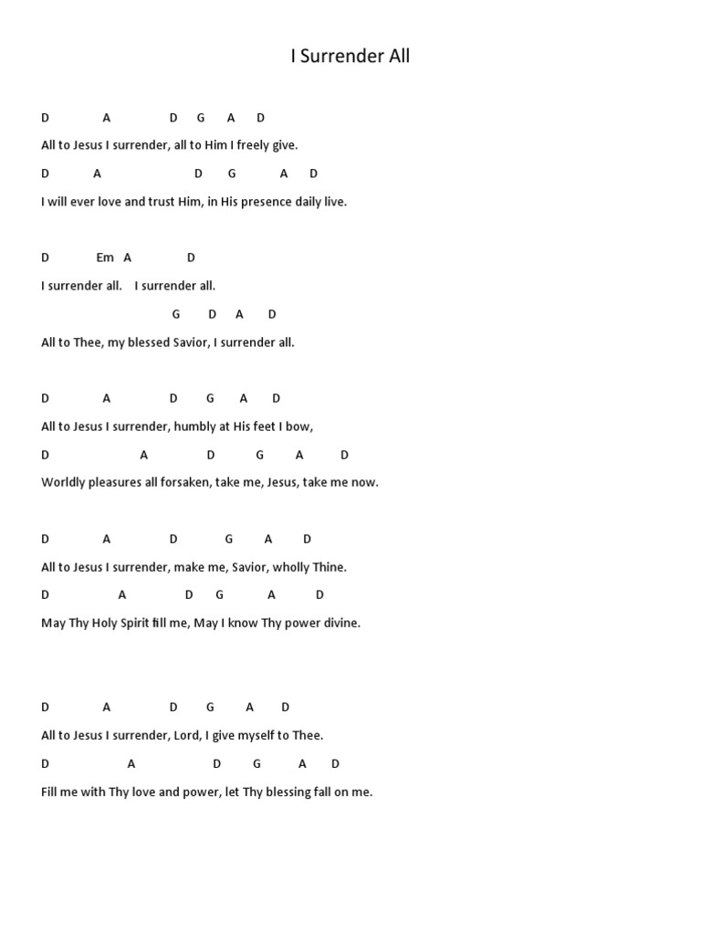 I Surrender All Guitar Chords