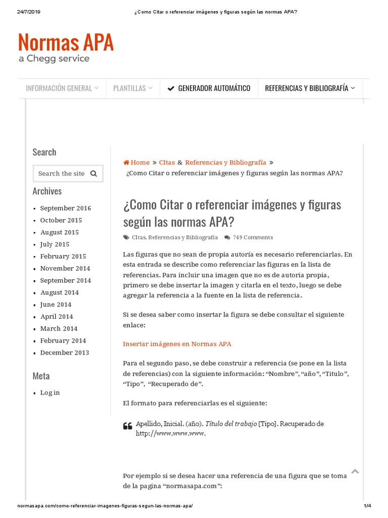 ¿Como Citar o Referenciar Imágenes y Figuras Según Las Normas APA | PDF ...