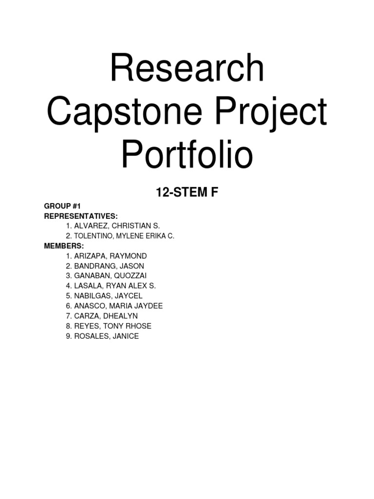 Research Capstone Project Portfolio STEM F GROUP2 | PDF | Ink | Pen
