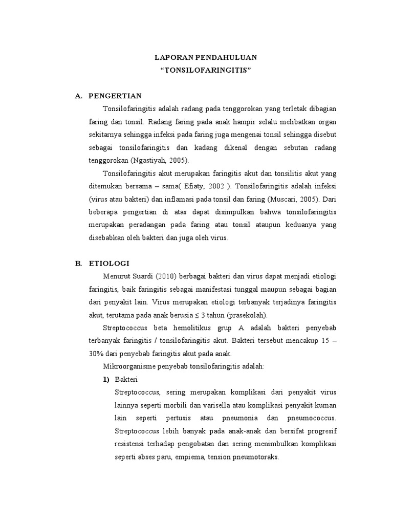 LP TONSILOFARINGITIS Docx | PDF