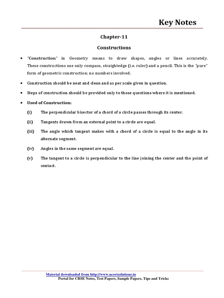 Key Notes: Chapter-11 Constructions | PDF