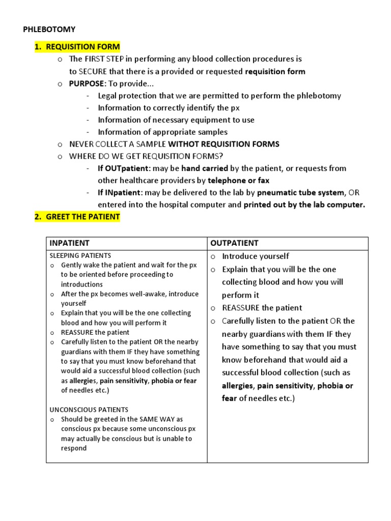 Phlebotomy 1. Requisition Form | PDF | Blood Plasma | Patient