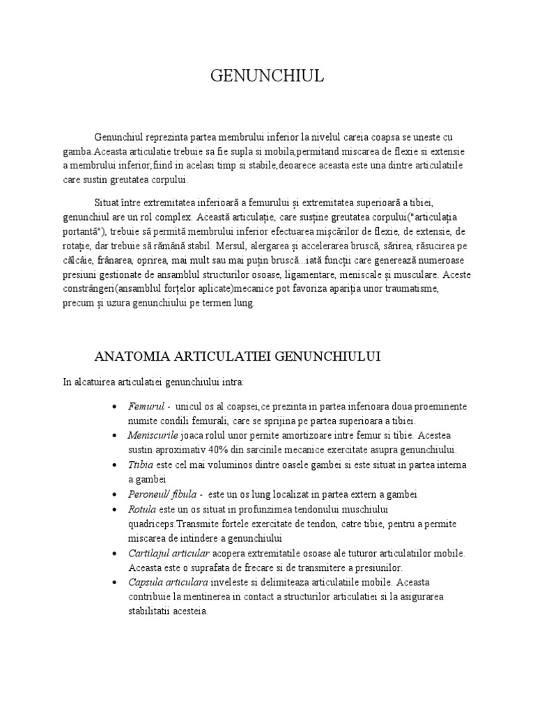 Anatomie - GENUNCHIUL | PDF