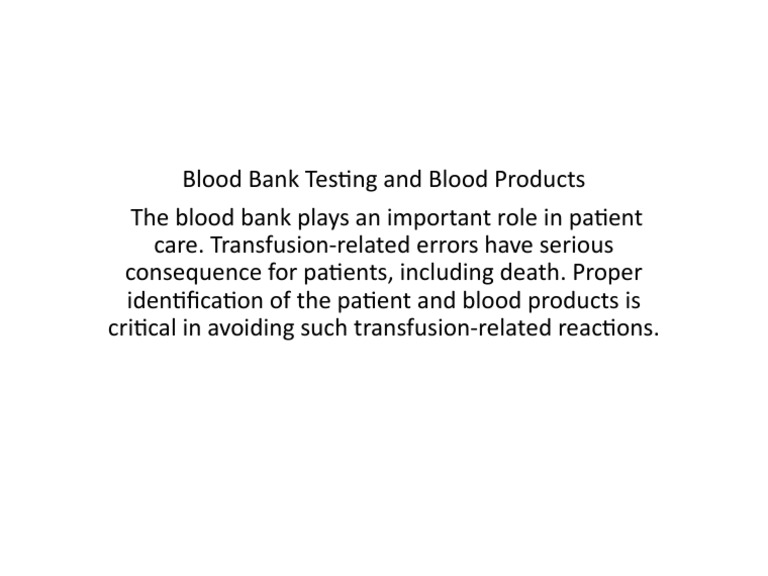 Importance of Blood Bank | PDF