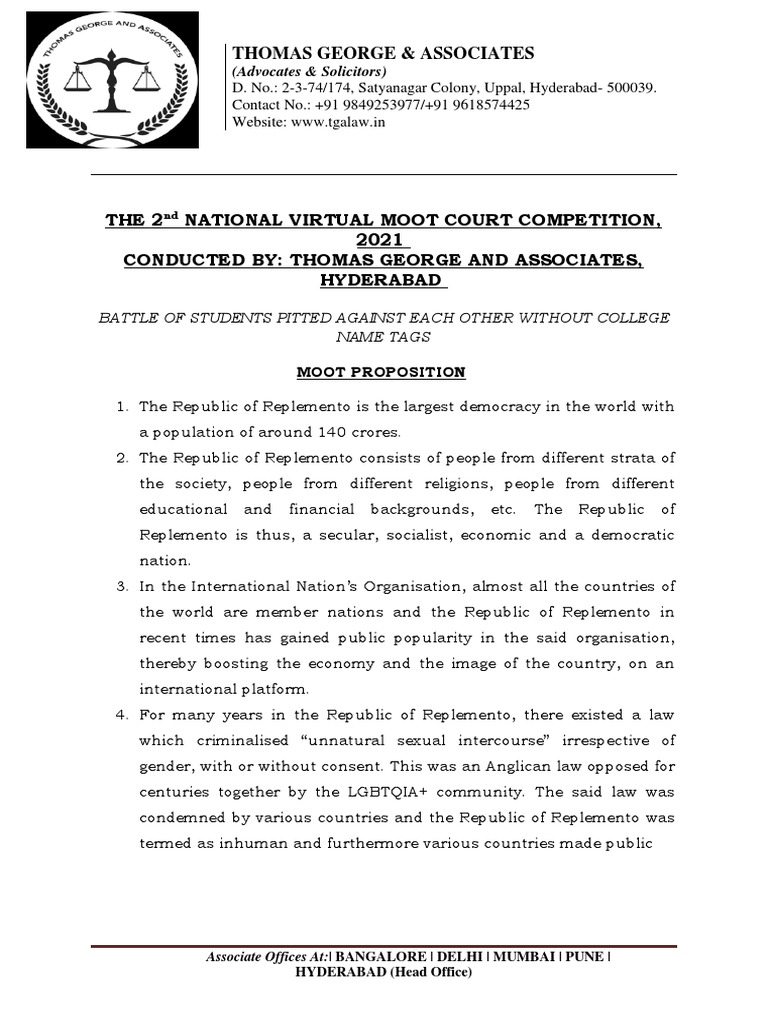 Moot Proposition Rules and Deadlines | PDF | Consent | Republic