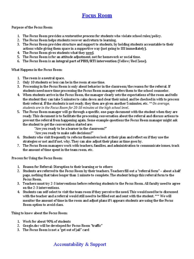 The Focus Room: Providing Structure, Accountability and Support to Help ...