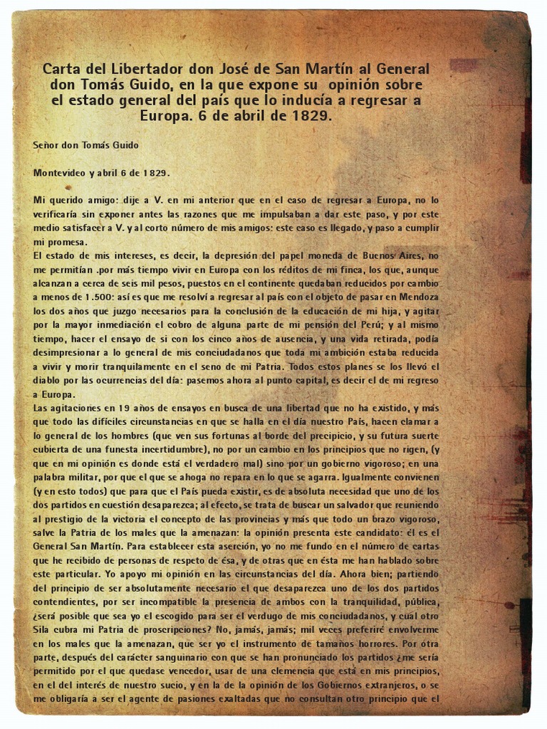 Carta de Jose de San Martin A Guido | PDF