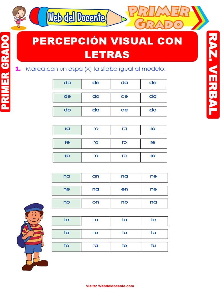 Percepción Visual Con Letras para Primer Grado de Primaria | PDF