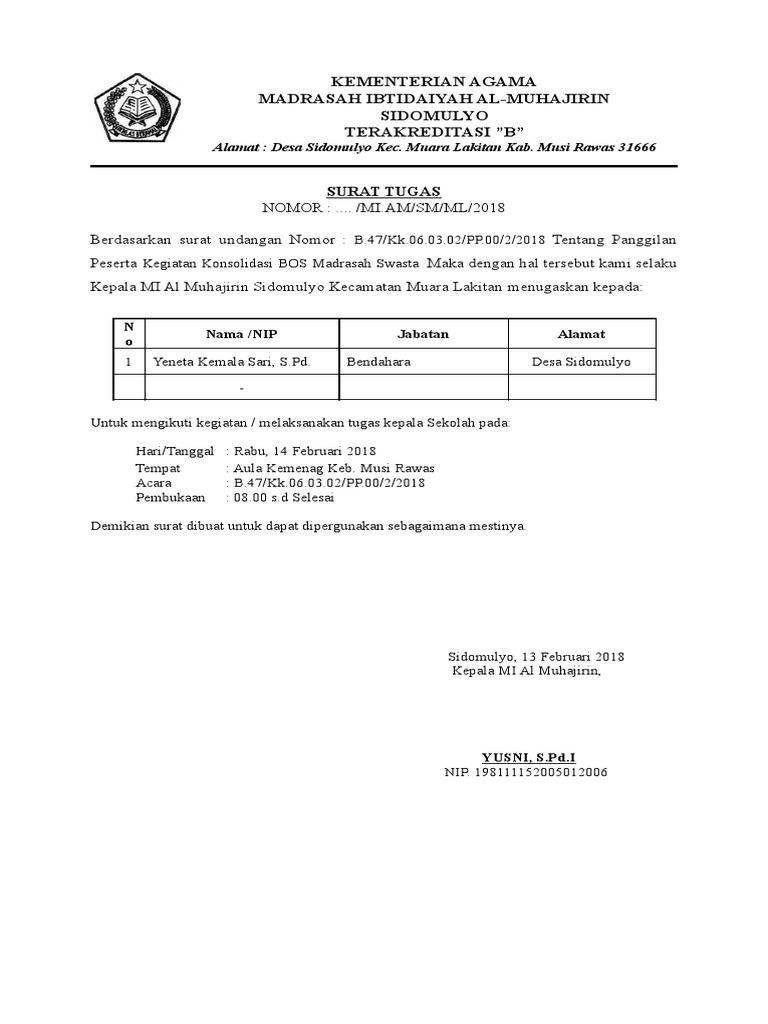 Surat Tugas Ibu | PDF