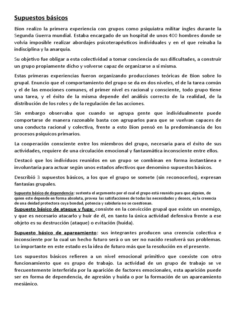 Supuestos Basicos Bion | PDF | Racionalidad | Comportamiento