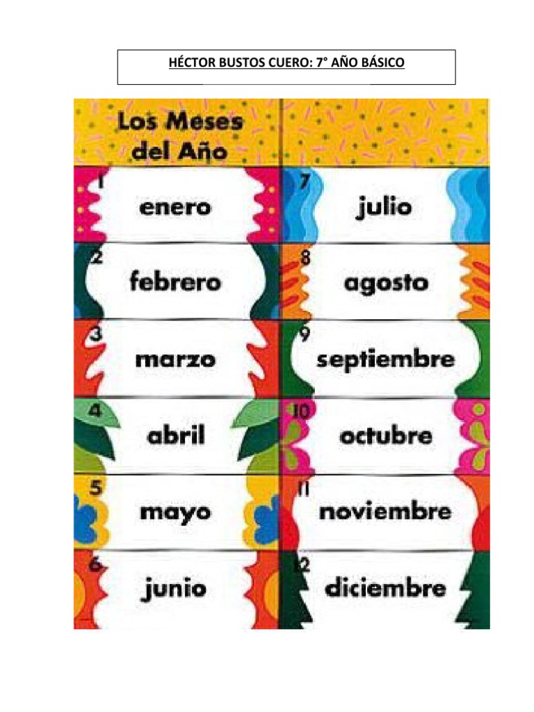 Aprendiendo Los Meses Del Año Para Imprimir Conjunto De Actividades