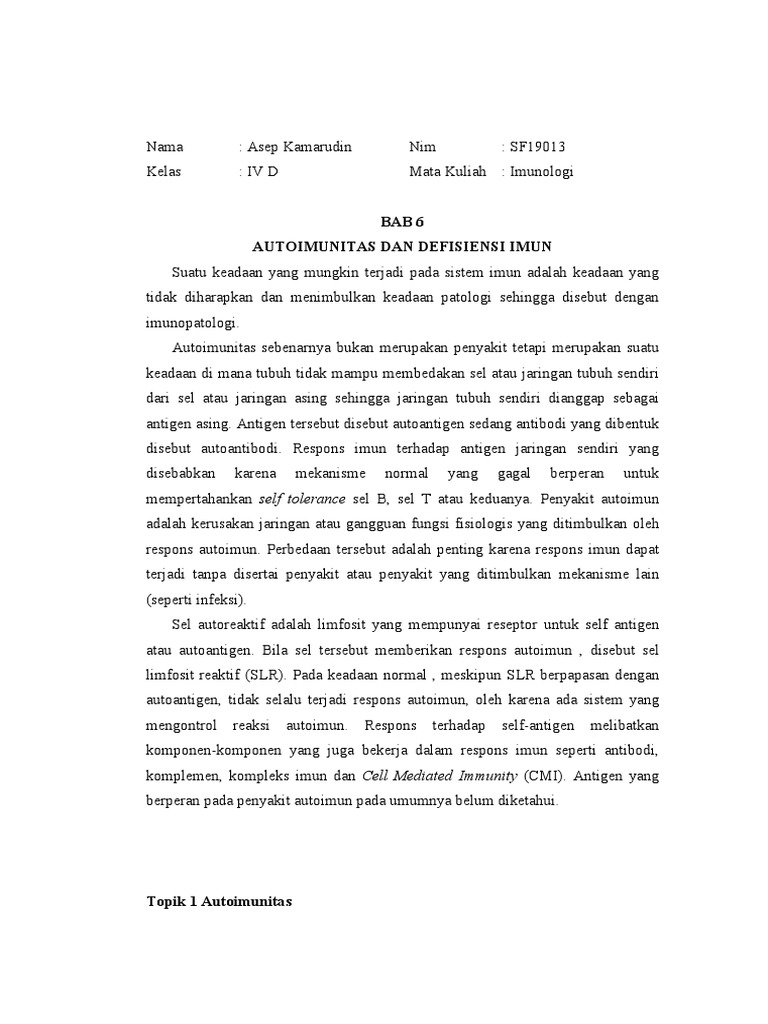 Autoimunitas: Penyebab dan Mekanisme | PDF